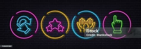 별 손을 씻고 회전 제스처 최소 라인 아이콘 웹 응용 프로그램의 경우 인쇄 네온 레이저 3d 조명 벡터 3차원 형태에 대한 스톡 벡터 아트 및 기타 이미지 Istock