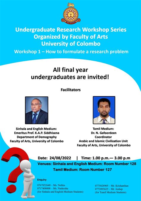 Workshop 1 The Undergraduate Research Workshop Series For Final Year Undergraduates 24th Aug