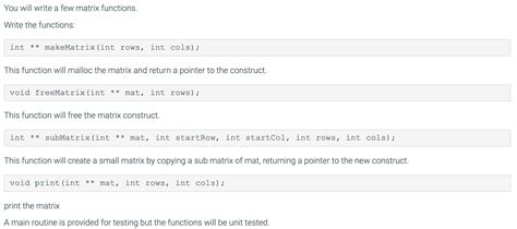 Solved ﻿write The Functions ﻿int ﻿makematrixint Rows