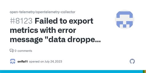 Failed To Export Metrics With Error Message Data Dropped Due To High