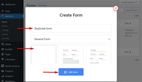 how to duplicate a wordpress form