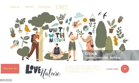 자연과의 단합 지구 및 생태 보호 랜딩 페이지 템플릿을 저장합니다 캐릭터 명상 아웃도어 포옹 나무 나무에 대한 스톡 벡터 아트 및 기타 이미지 Istock