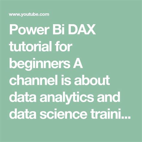 Power Bi Dax Tutorial For Beginners