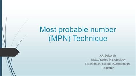 Most Probable Number Or Multiple Tube Fermentation Technique Pptx