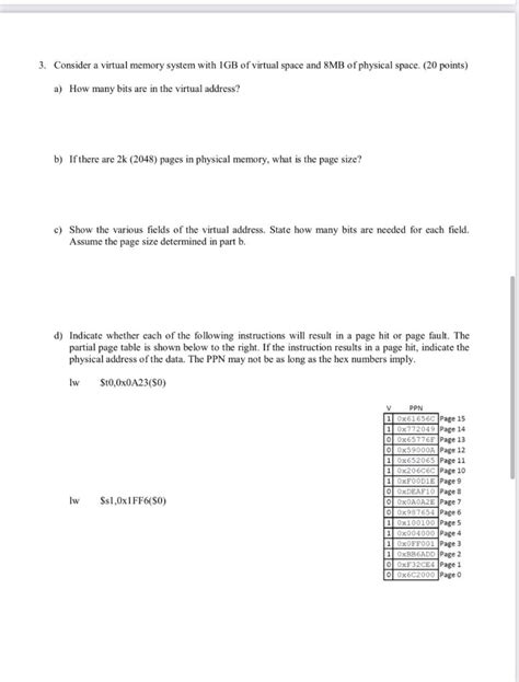 Solved 3 Consider A Virtual Memory System With 1gb Of