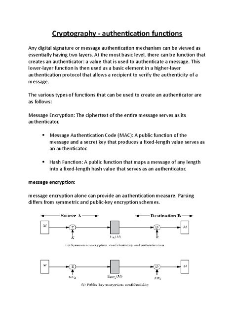 Cryptography Authentication Functions At The Most Basic Level
