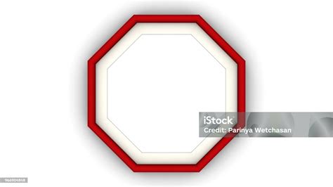 레드 빈 팔각형 프레임과 흰색 바탕에 그림자 3 차원 렌더링 0명에 대한 스톡 사진 및 기타 이미지 0명 3차원 형태 검은색 Istock