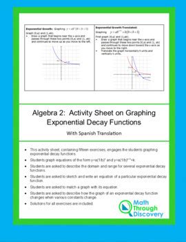 Alg Graphing Exponential Decay Functions Activity Sheet TPT