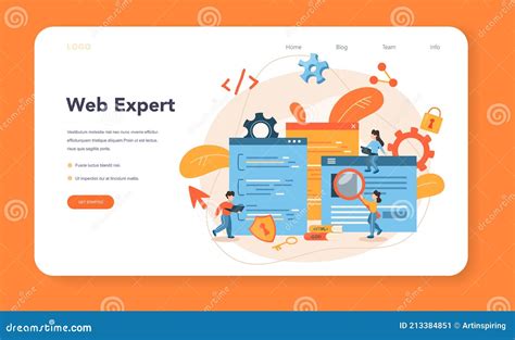 Web Programming Web Banner Or Landing Page Coding Testing Stock Vector Illustration Of