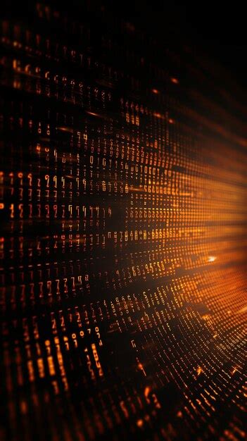 Orange Binary Code On Dark Creating An Atmosphere Of Data Technology