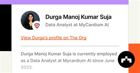 Durga Manoj Kumar Suja - Data Analyst at MyCardium AI | The Org