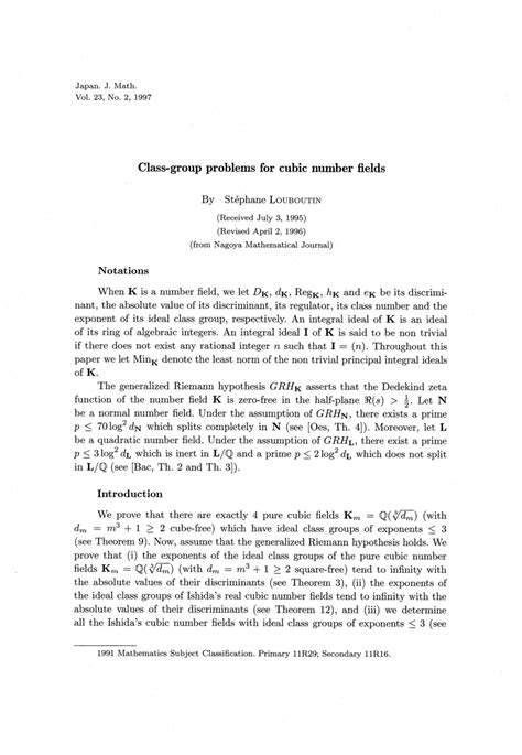 Pdf Class Group Problems For Cubic Number Fields