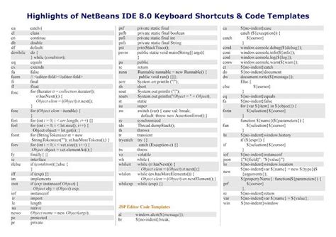 Netbeans Keyboard Shortcuts And Code Templates