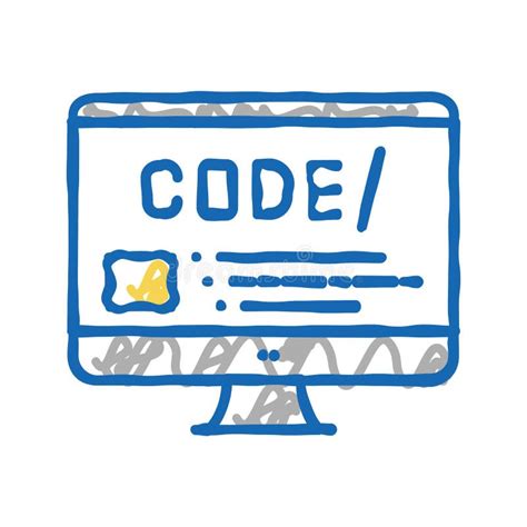 Code On Computer Screen Icon Doodle Illustration Stock Illustration