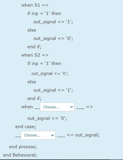 Solved Fill The Blanks In The Following Vhdl Code
