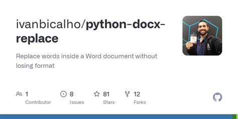Github Ivanbicalhopython Docx Replace Replace Words Inside A Word Document Without Losing Format