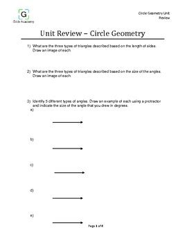 Circle Geometry Unit Review By Gibb Academy TPT