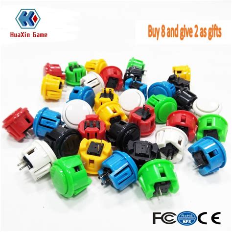 【great selection】 8pcs 30mm 2 free 24mm buttons arcade push sanwa
