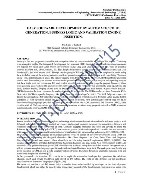 Easy Software Development By Automatic Code Generation Business Logic