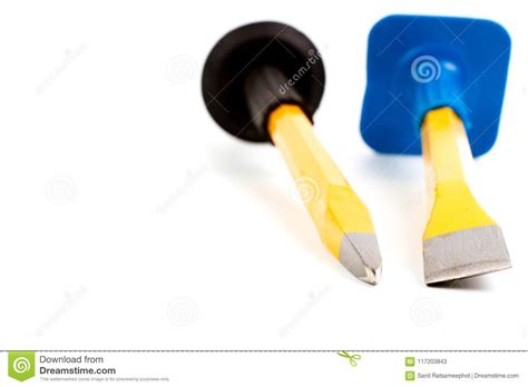 Concrete Chisel Between Flat And Point Head On White Background Stock Image Image Of Isolated