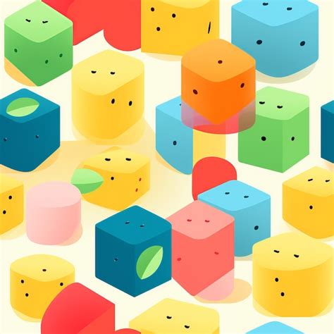 Premium Photo Seamless Pattern Features Geometric Fruit Cubes Creating A Refreshing And