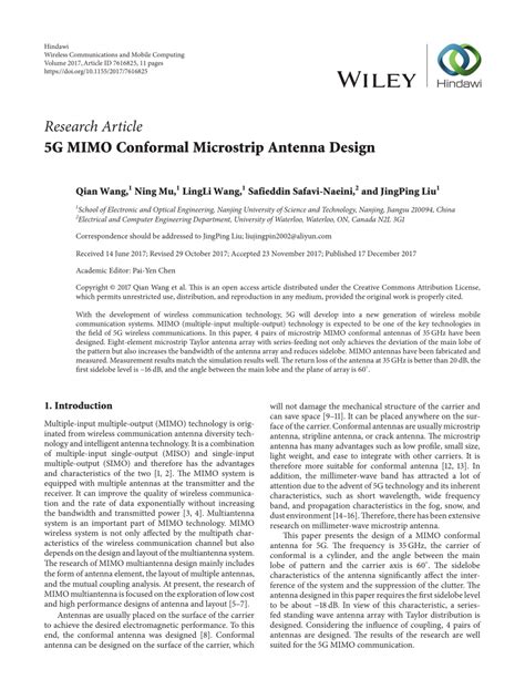 Pdf 5g Mimo Conformal Microstrip Antenna Design