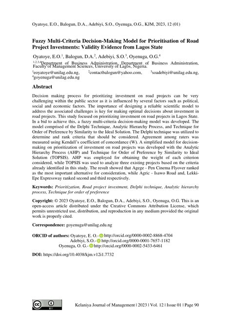 Pdf Fuzzy Multi Criteria Decision Making Model For Prioritisation Of