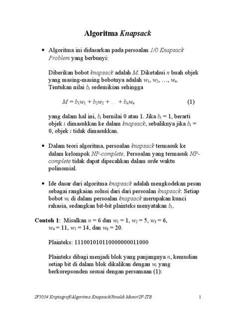 Algoritma Knapsack Pdf