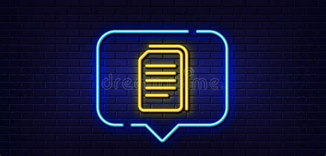 Copy Documents Line Icon File Sign Neon Light Speech Bubble Vector Stock Vector