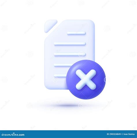file cancel 3d paper document icon stock vector illustration of