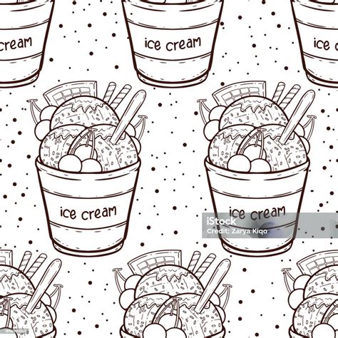 아이스크림 표면 패턴 디자인 3 스쿱 색칠 공부 책과 페이지 거품 내기에 대한 스톡 벡터 아트 및 기타 이미지 거품 내기 그리기 냉동된 Istock