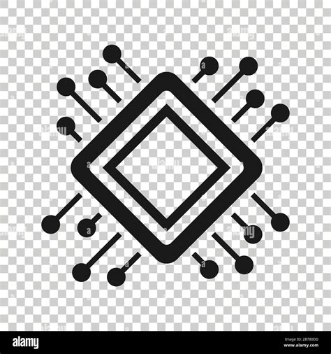 Computer Cpu Icon In Flat Style Circuit Board Vector Illustration On White Isolated Background