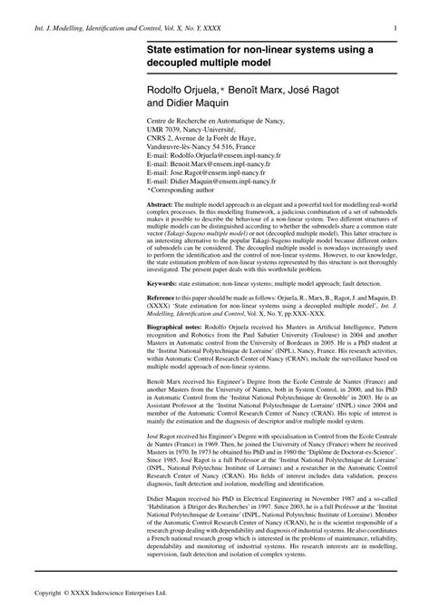 Pdf State Estimation For Nonlinear Systems Using Decoupled Multiple Model