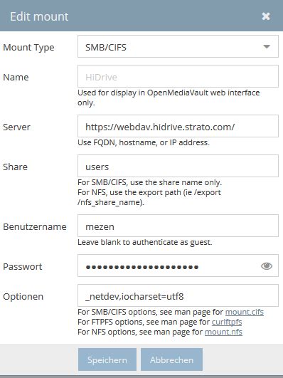 remote mount and webdav strato plugins openmediavault