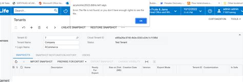FAILED IMPORT SNAPSHOT Community