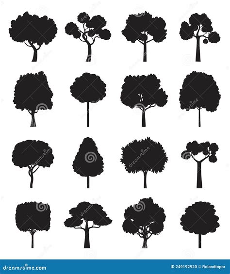Set Black Tree Of Life Vector Illustration Stock Vector Illustration Of Backdrop Decorative