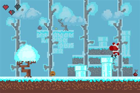 컴퓨터 픽셀 게임 인터페이스 산타 클로스 캐릭터 8 비트 보기 비디오 게임에서 영웅 전투 눈이 있는 픽셀 겨울 2차 도형에 대한 스톡 벡터 아트 및 기타 이미지 Istock