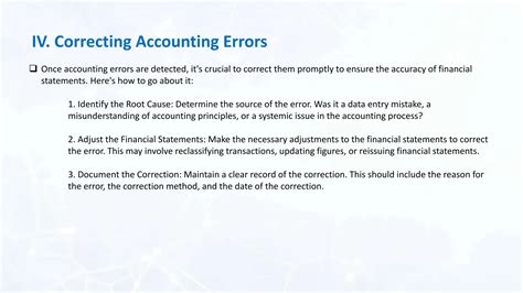 Impact Of Accounting Errors On Financial Statements Detection And Correction Ppt