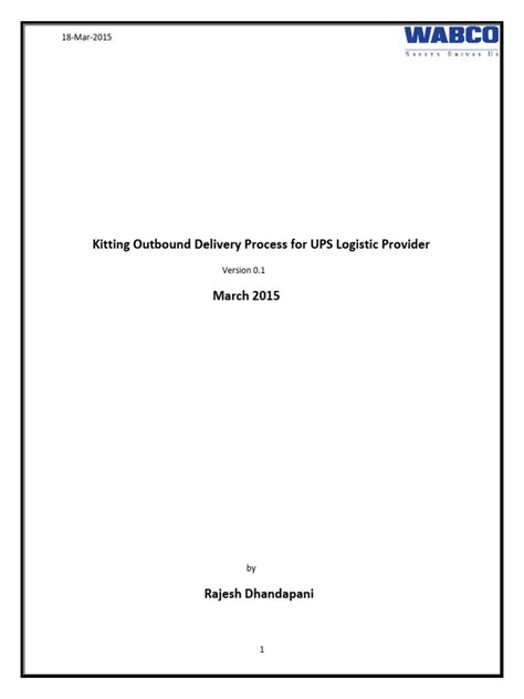 1 Outbound Delivery Process Kit Process Pdf Warehouse Computing
