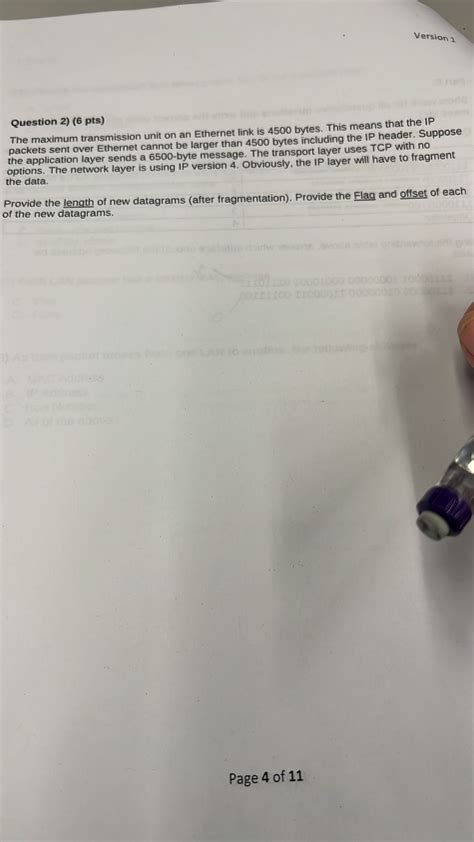 Solved The Maximum Transmission Unit On An Ethernet Link Is Chegg