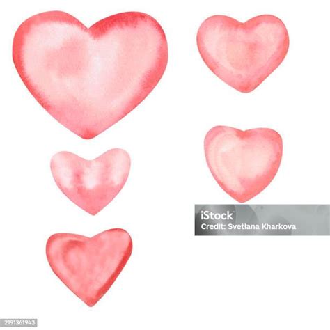 수채화 하트 세트입니다 발렌타인 데이 디자인 결혼식 휴일 생일 직물 벽지 카드에 인쇄에 대한 마음의 고립 된 그림 2월에 대한 스톡 벡터 아트 및 기타 이미지 Istock