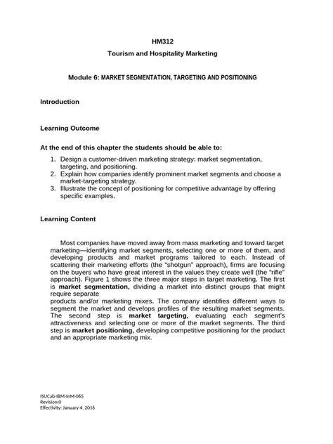 Module 6 Market Segmentation Pdf Market Segmentation Marketing