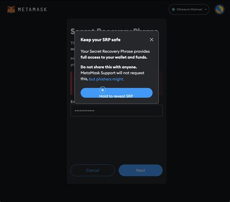 Hold To Reveal Button Broken Issue MetaMask Metamask Extension GitHub