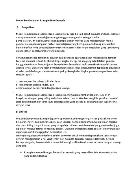 Langkah Langkah Model Pembelajaran Example Non Example Seputar Model