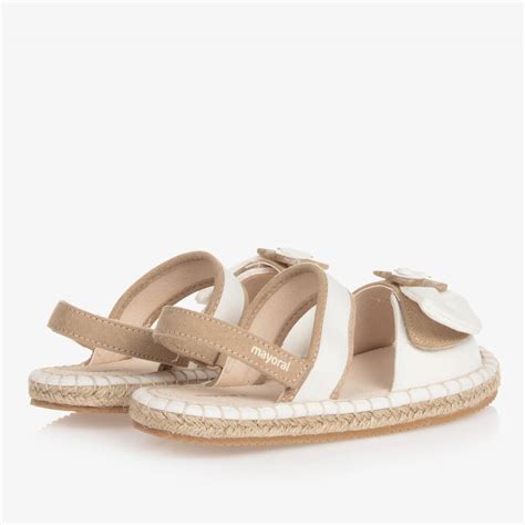 Mayoral - Teen Girls White Canvas Velcro Sandals | Childrensalon