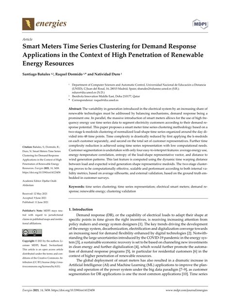 Pdf Smart Meters Time Series Clustering For Demand Response Applications In The Context Of