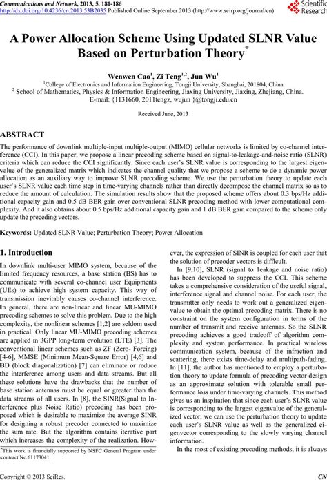A Power Allocation Scheme Using Updated Slnr Value Based On