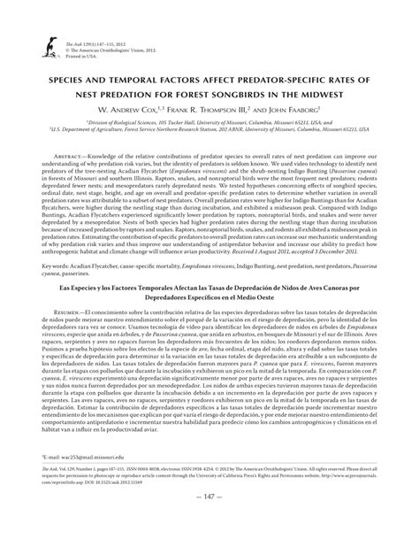 Pdf Species And Temporal Factors Affect Predator Specific Rates Of