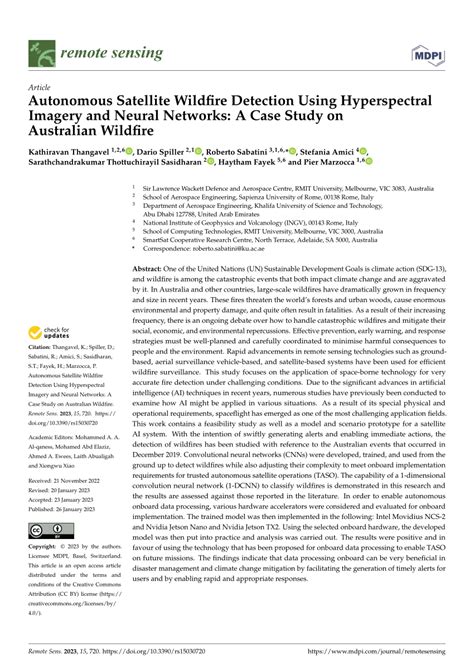 Pdf Autonomous Satellite Wildfire Detection Using Hyperspectral