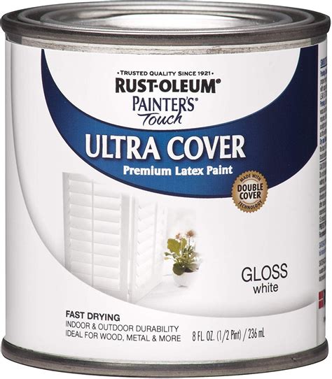 Rust Oleum Painters Touch Latex Half Pint Gloss White Walmart Com